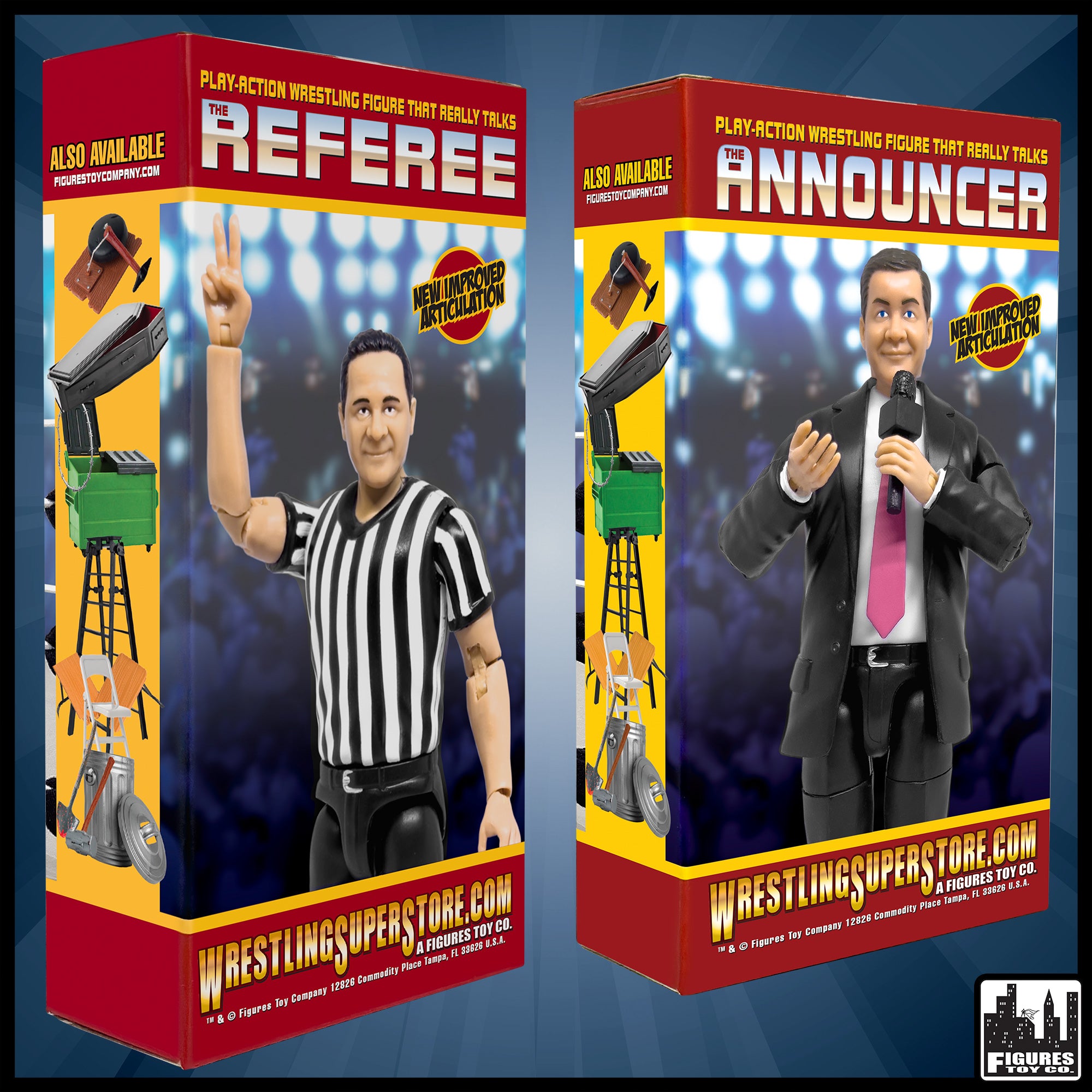 Ultimate Talking Wrestling Referee & Ring Announcer Action Figures ...