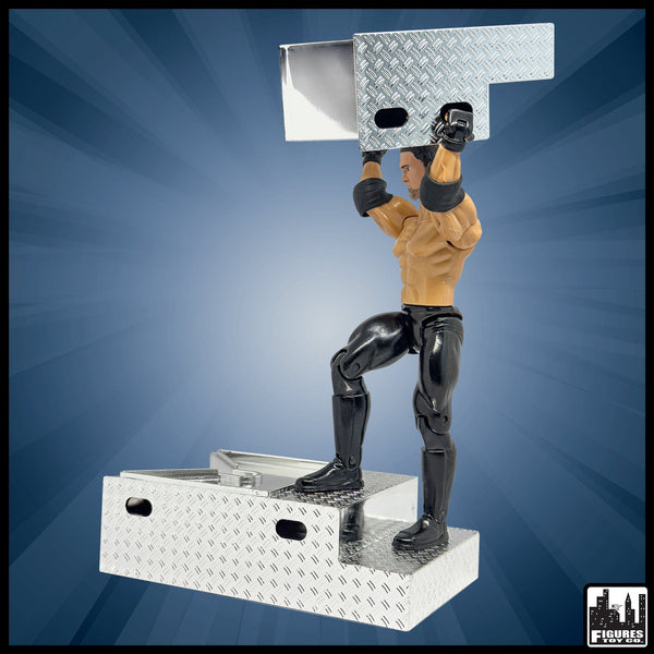 Chrome Plated Deluxe Breakable Ring Stairs for WWE Wrestling Figures ...