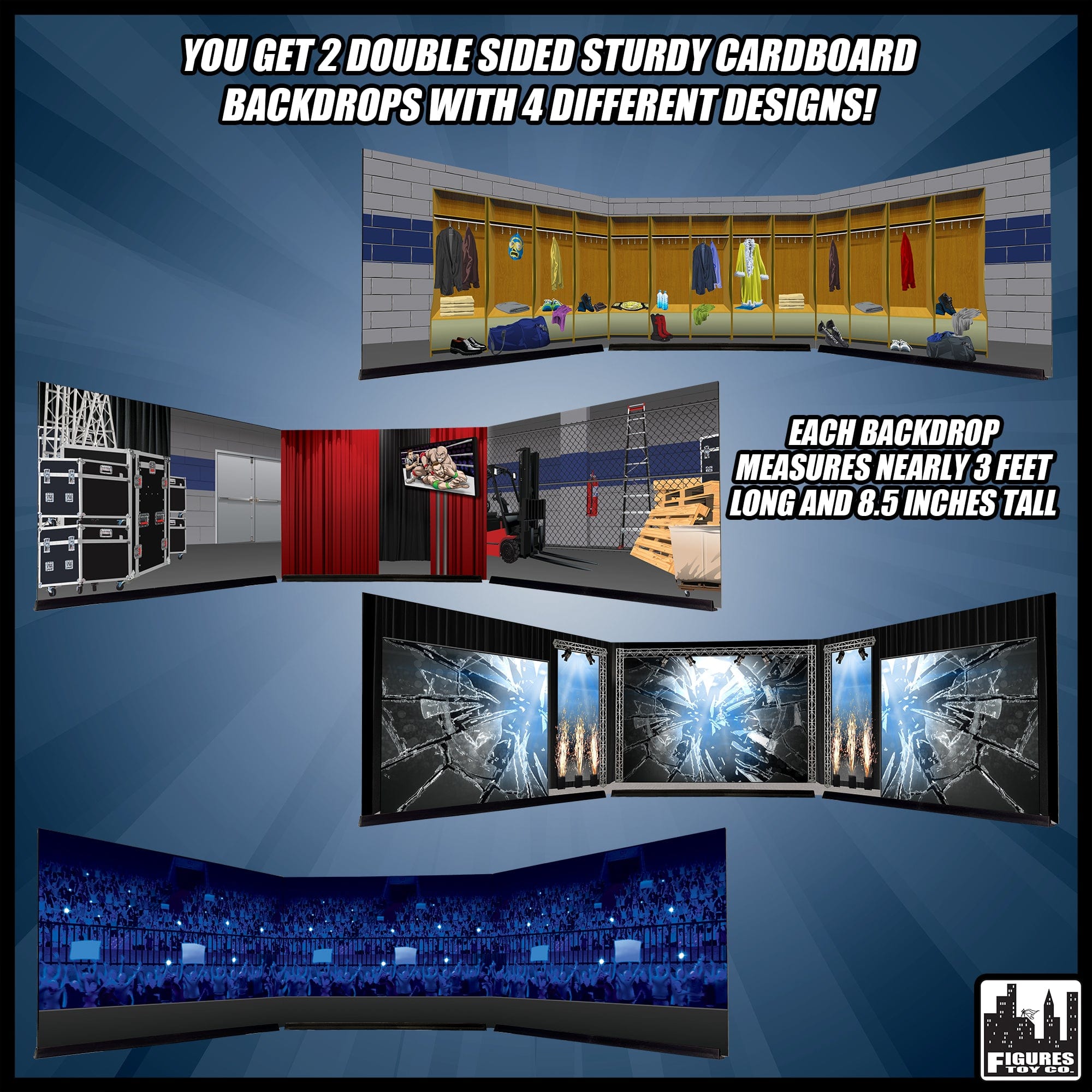Reversible Wrestling Action Figure Backdrops for WWE Wrestling Figures ...