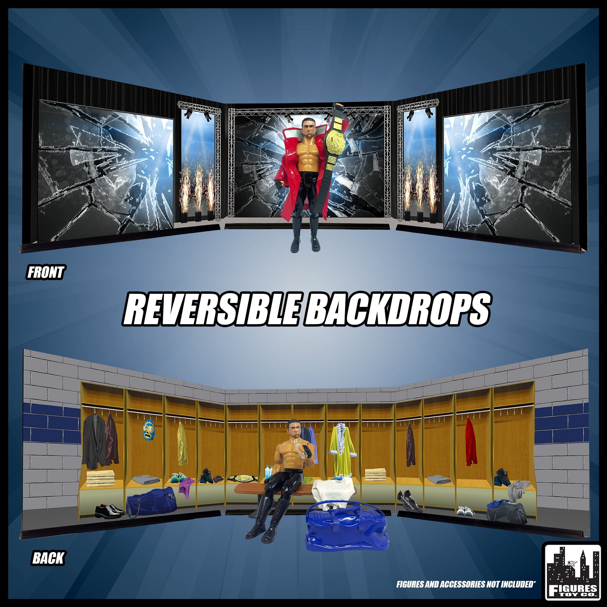 Reversible Wrestling Action Figure Backdrops for WWE Wrestling Figures ...