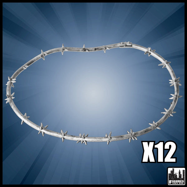 Set of 12 Silver Barbed Wire Sections for WWE & AEW Wrestling Action F ...
