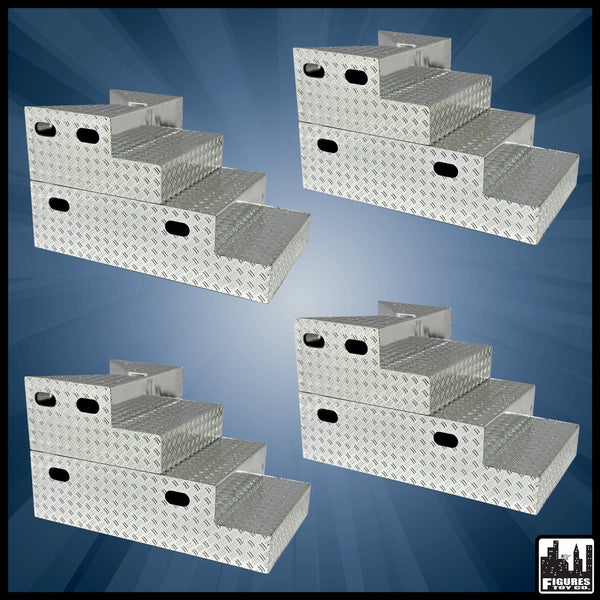Set of 4 Chrome Plated Deluxe Breakable Ring Stairs for WWE Figures ...
