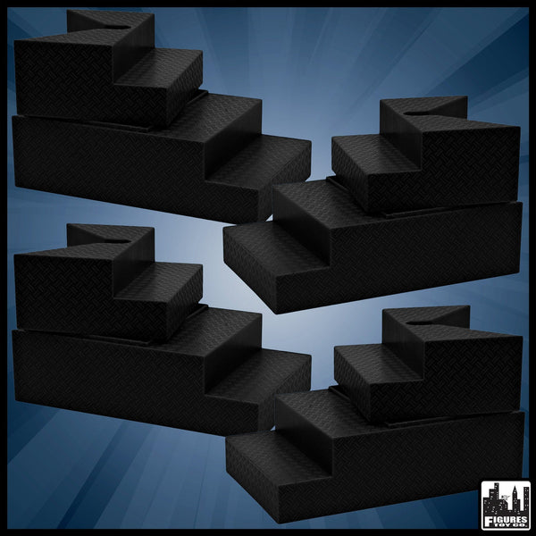 Set of 4 Deluxe Black Breakable Ring Stairs For WWE Wrestling Figures ...