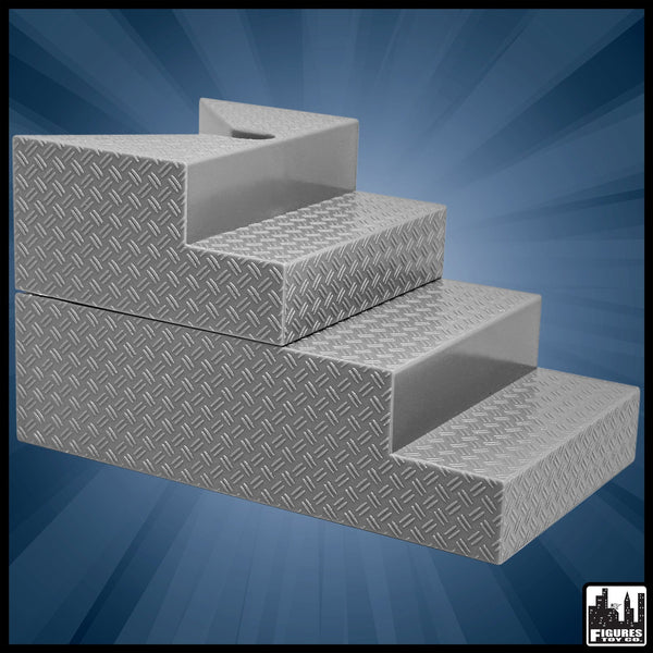 Set of 4 Deluxe Gray Breakable Ring Stairs For WWE Wrestling Figures ...